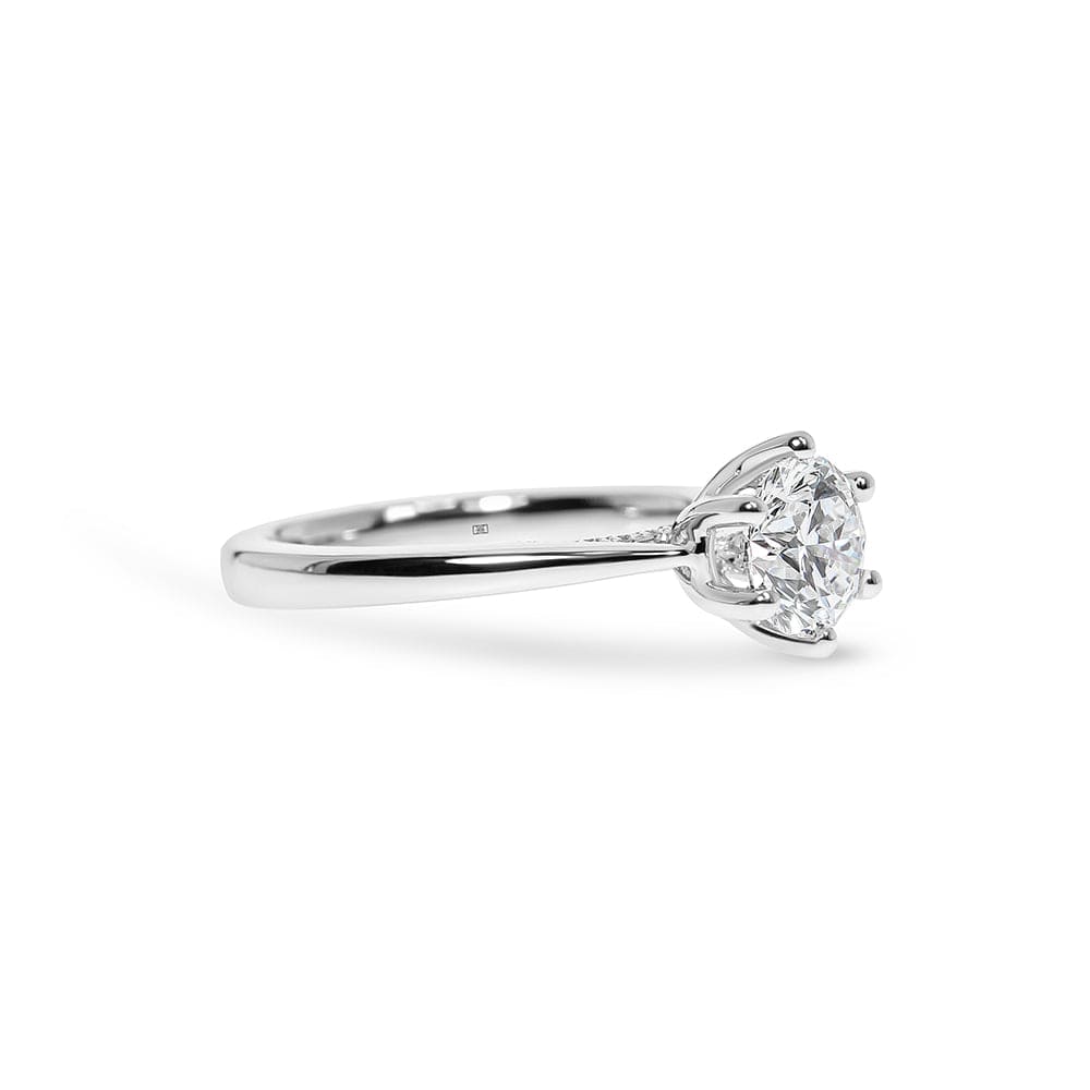 Classic Round Solitaire with Diamonds Bridge Engagement Ring – Diamond ...