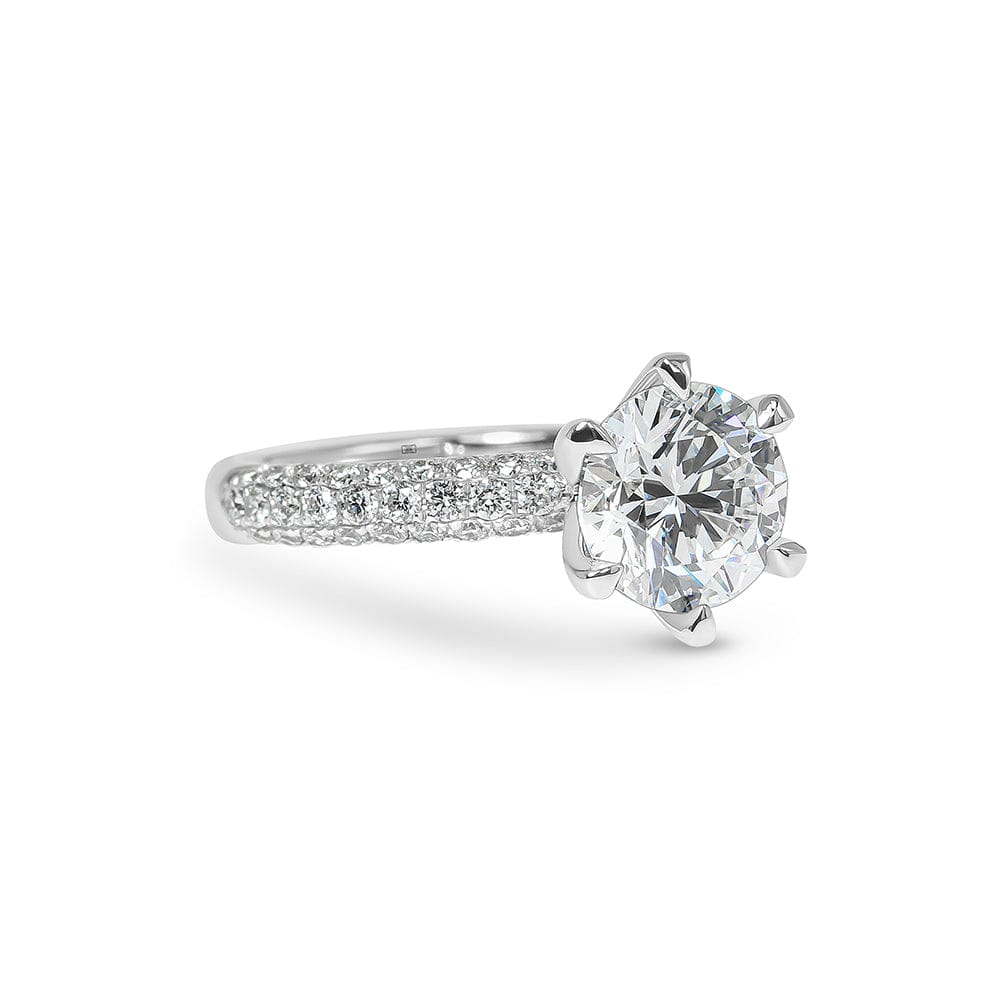 Kaylee Round Cut Diamond & Micropave Sidestones Engagement Ring ...